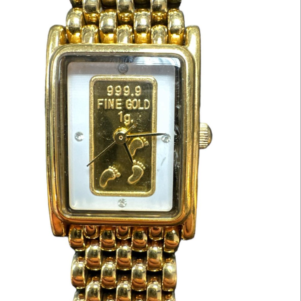 Womens Brooks & Bentley Footprints Gold Ingot WRISTWATCH - Own4Less